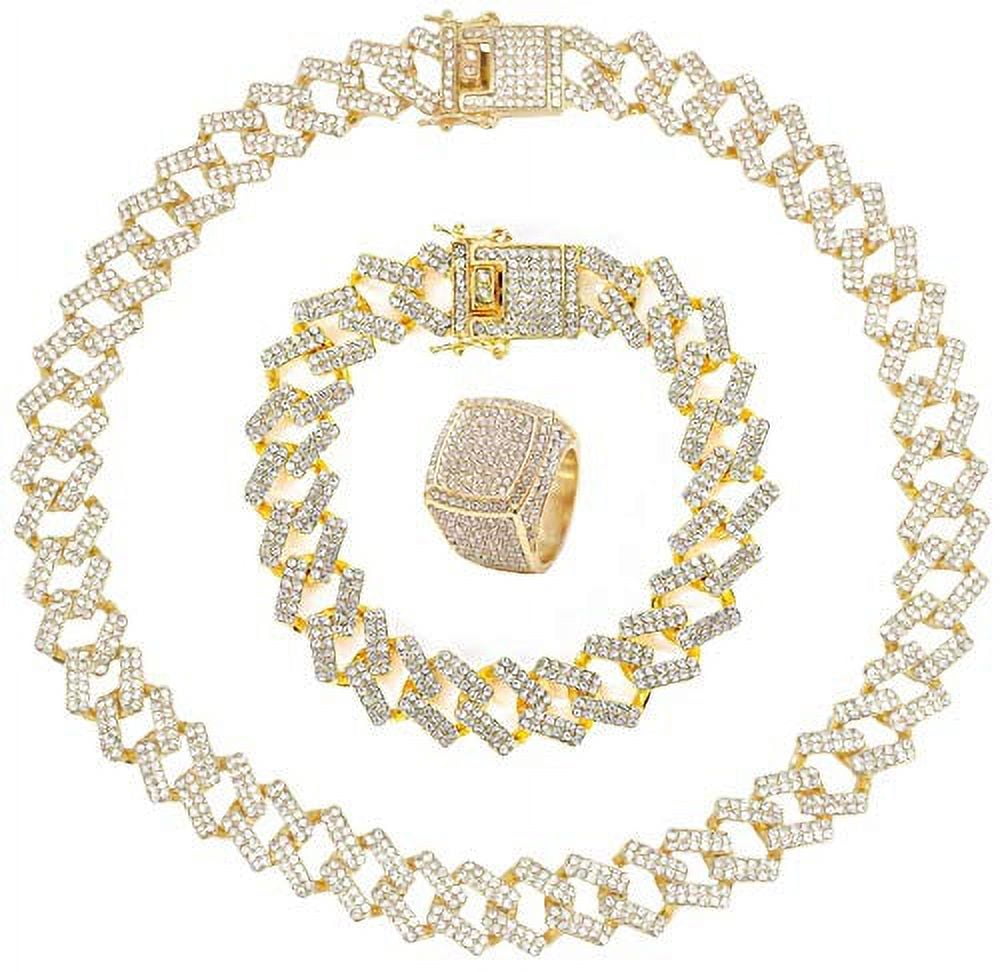 Charles Raymond Zig Zag Bling'ed Out Necklace - New Cuban Z Links w/ 3 ...