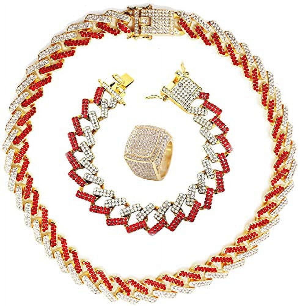 Charles Raymond Zig Zag Bling'ed Out Necklace - New Cuban Z Links w/ 3 ...