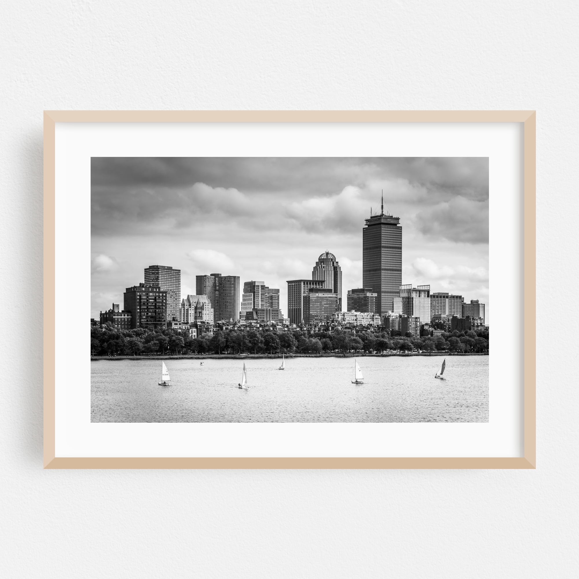 Charles River & The Boston Skyline B&W - Boston Massachusetts ...