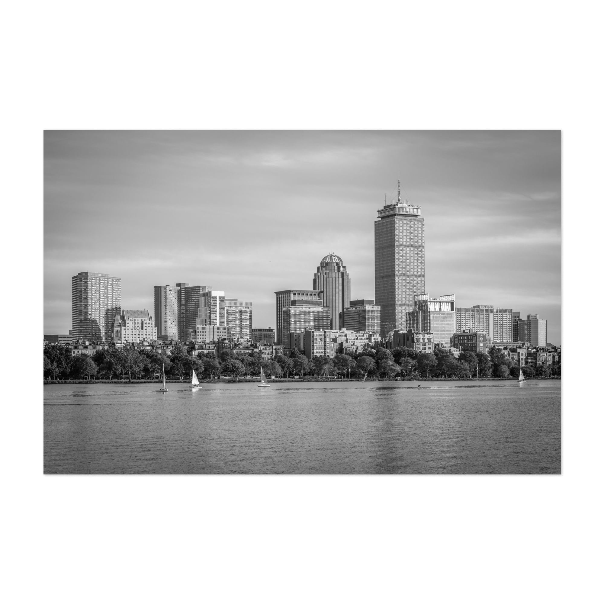 Charles River & the Boston Skyline B&W - Boston Massachusetts ...