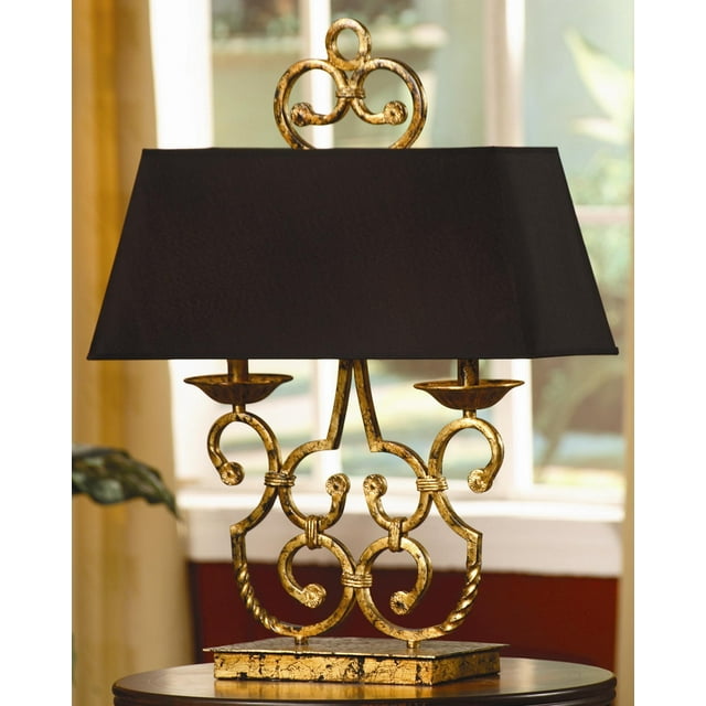 Charleston 27-Inch Twin Light Table Lamp, Gold Leaf and Antique Black ...