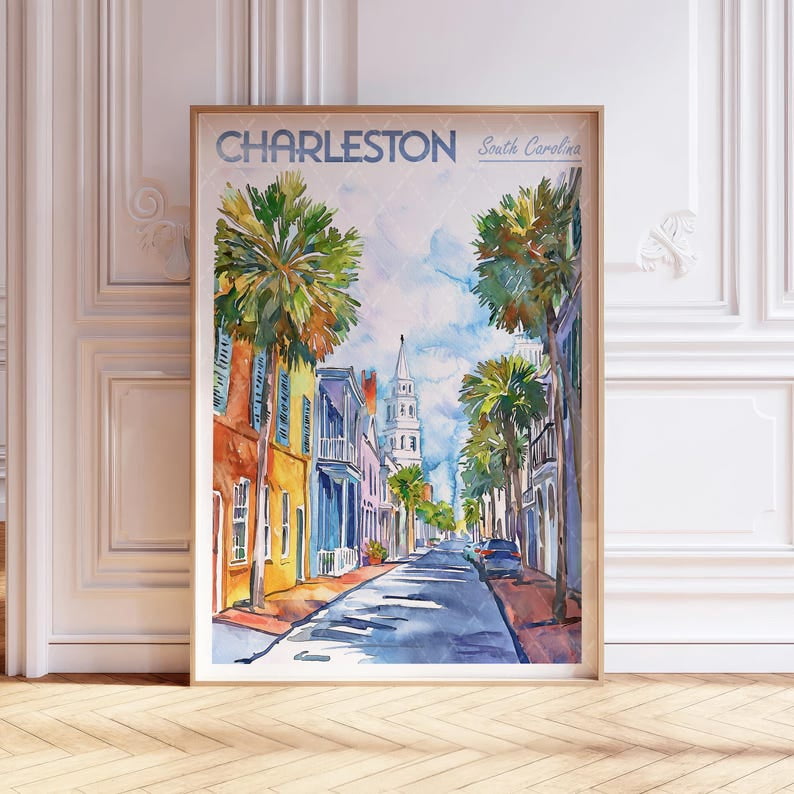 Charleston City Watercolor Poster - Charleston Wall Art - United States ...