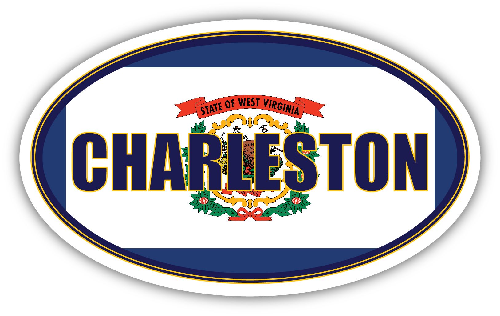 Charleston City West Virginia State Flag | WV Flag Kanawha County Oval ...