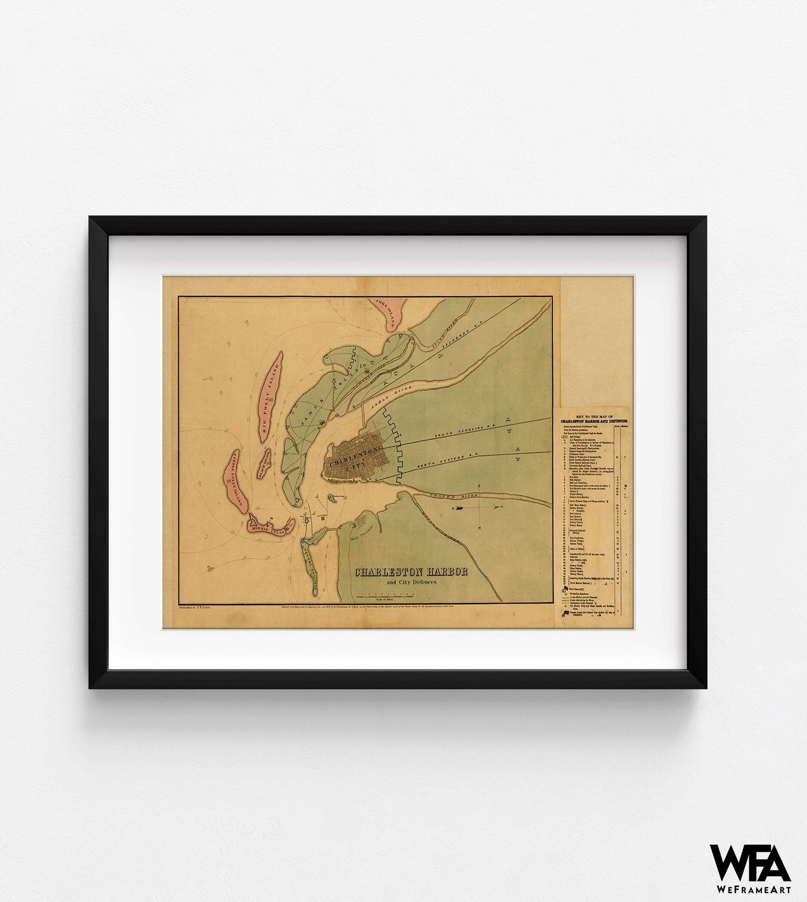 Charleston Harbor and city defenses 1864, US Military History Poster ...