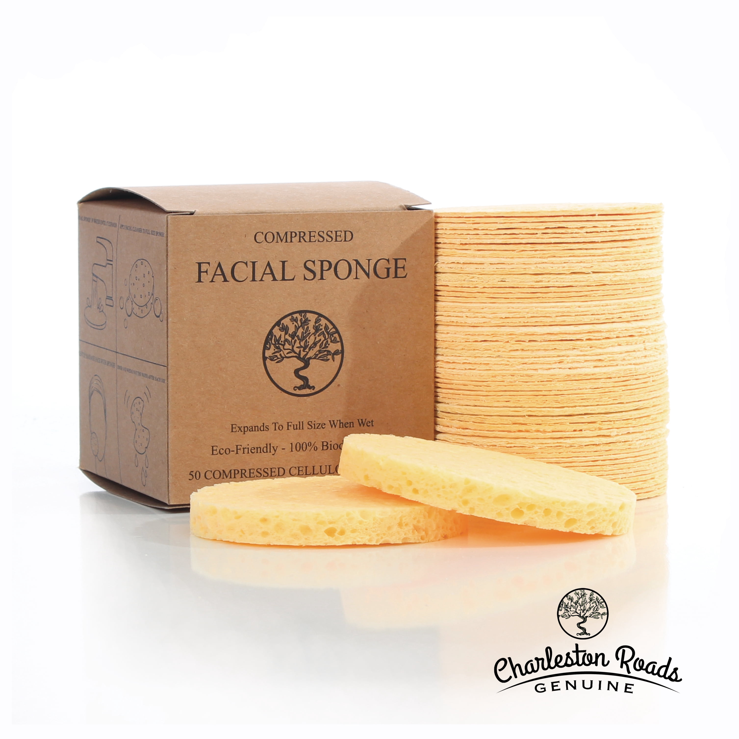 Charleston Roads Compressed Cellulose Facial Cleansing Sponge (Yellow ...