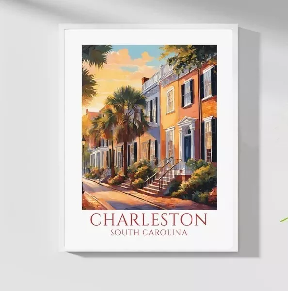 Charleston South Carolina Art Charleston Poster Home Decor Vintage Art ...