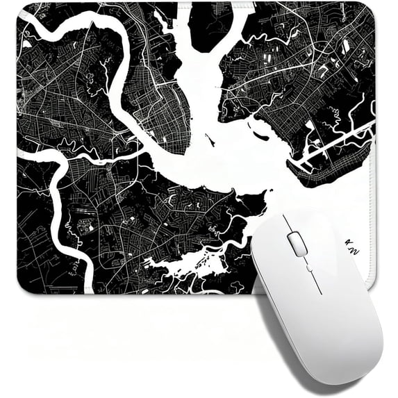 Charleston South Carolina City Map Mouse Pad, 10.2×8.3 Inch Minimalist ...