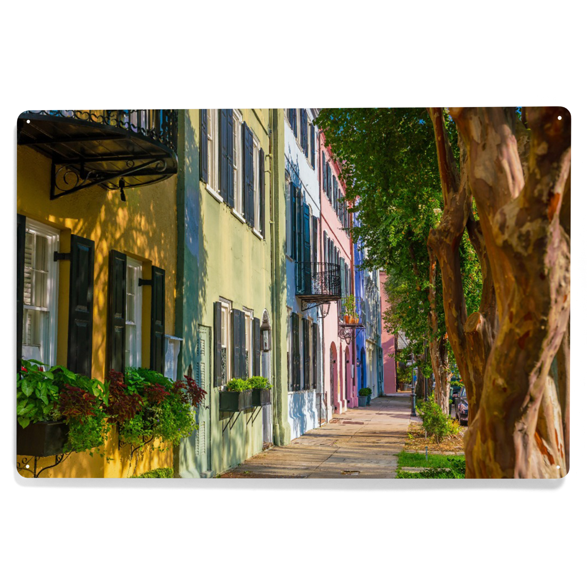 Charleston, South Carolina, Rainbow Row (12x18 Aluminum Art, Indoor ...
