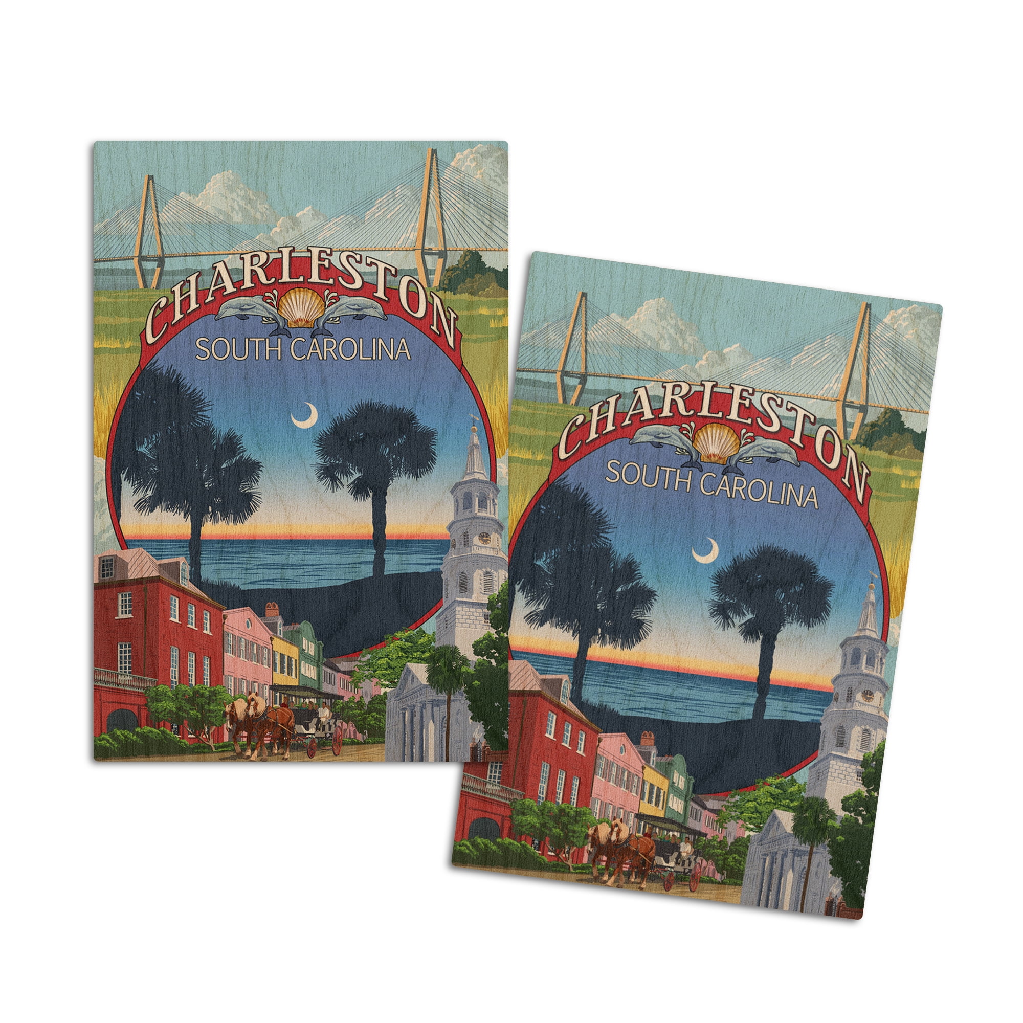 Charleston, South Carolina, Town Views (4x6 Birch Wood Postcards, 2 ...