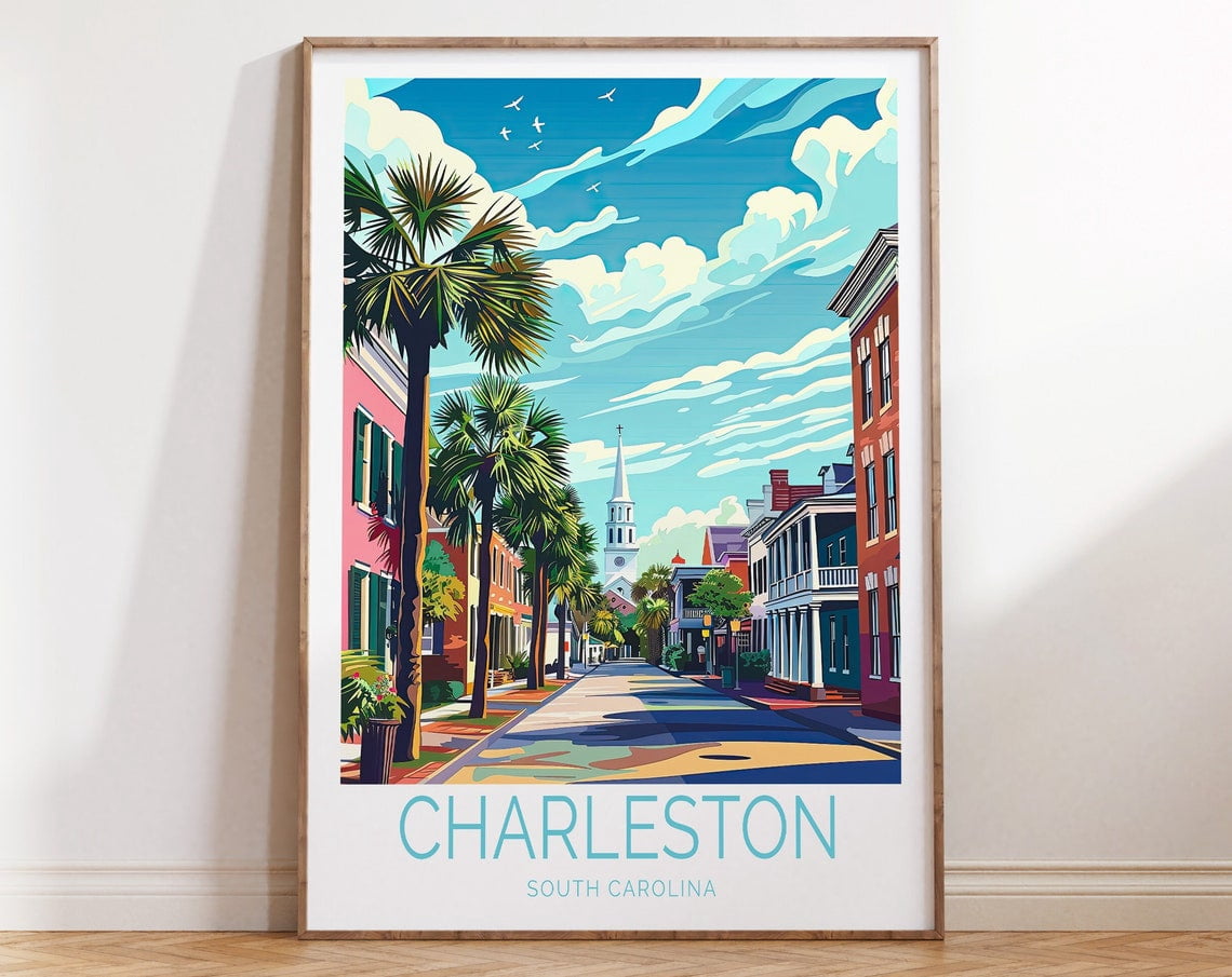 Charleston South Carolina Travel Poster, South Carolina City Travel ...