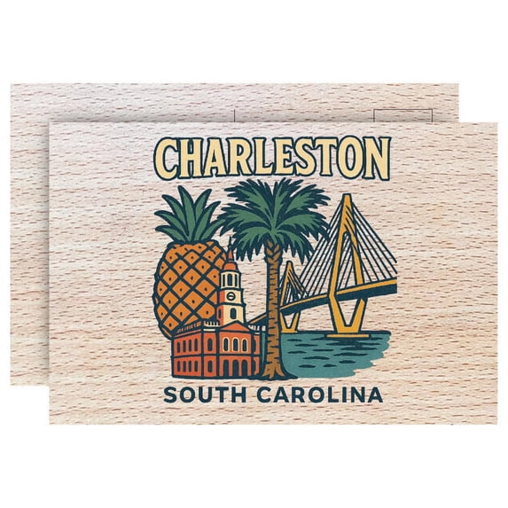 Charleston South Carolina Vintage Design Souvenir 4 x 6 Wood Postcard ...