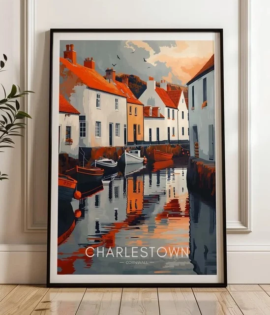 Charlestown Travel Poster - Uk Wall Art Print Illustration Poster Home ...