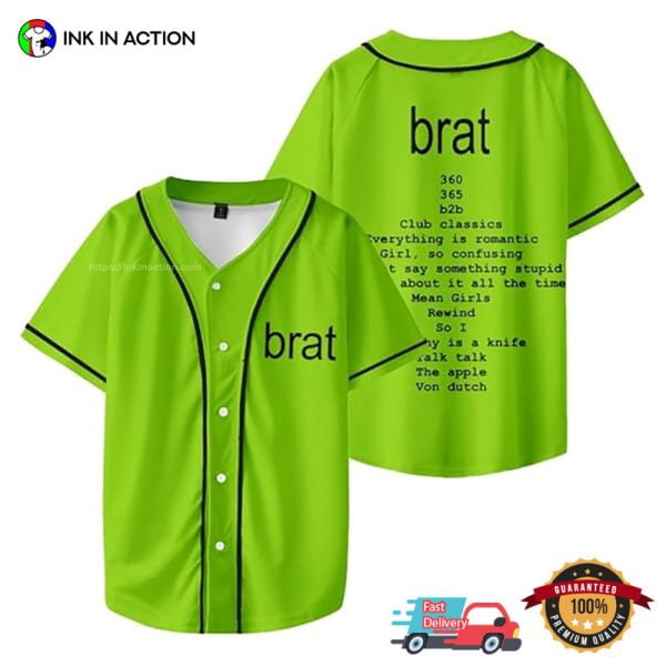 Charli XCX Brat Album Tracklist 2024 Concert Baseball Jersey - Walmart.com