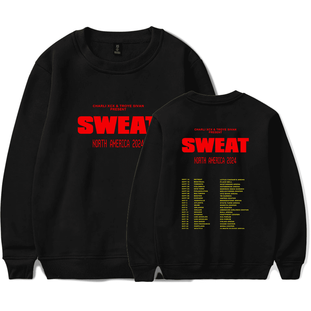Charli XCX & Troye Sivan Merch Sweat Tour 2024 Hoodie Fashion Crewncek ...