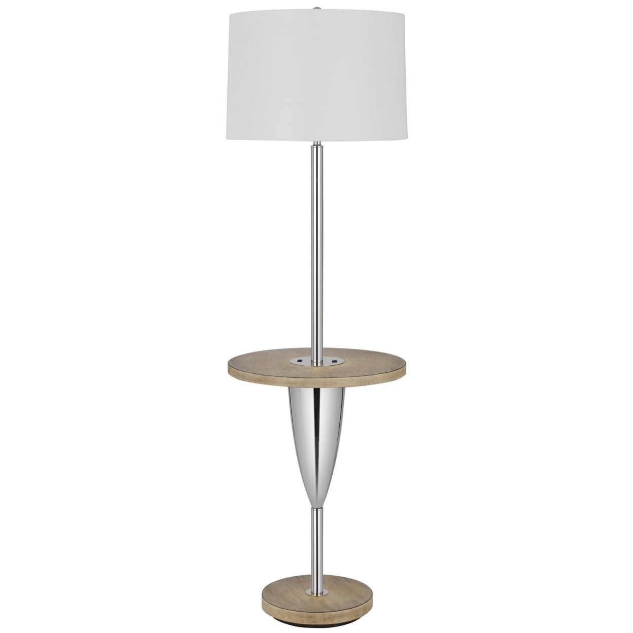 Charlie 61 Inch Modern Floor Lamp, Wood Table, 1 USB, Glossy, White ...