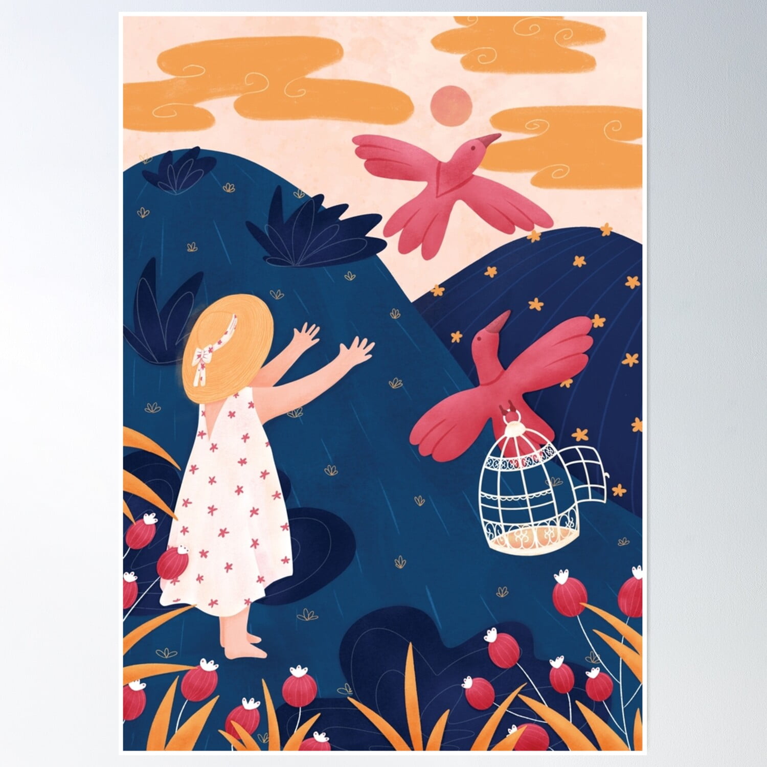Charlie And The Birds Poster Wall Art, Modern Wall Decor, 24x36 ...