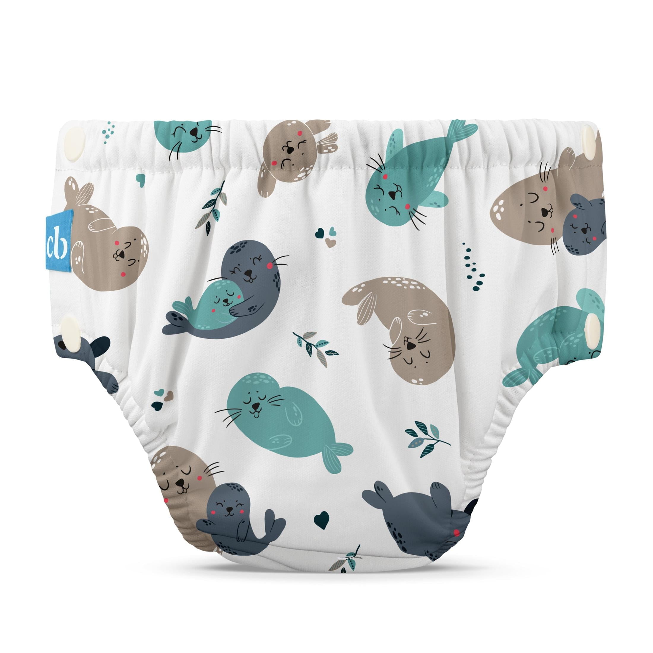 Charlie Banana Reusable Swim Diaper Snaps Multi-Color Seally Size M (16 ...