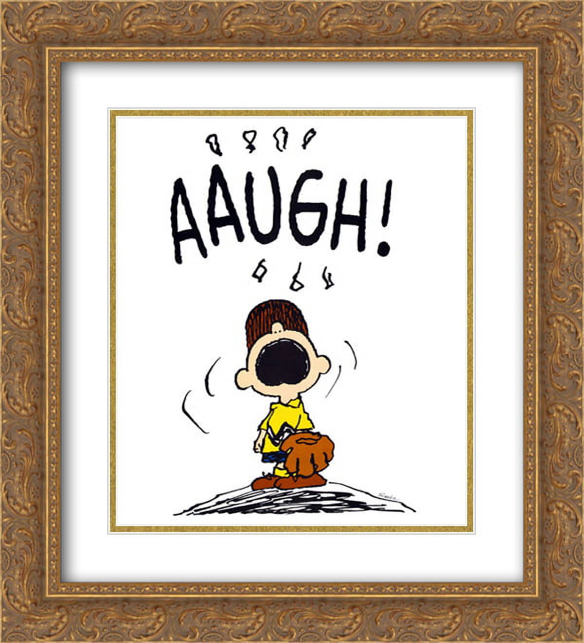 Charlie Brown Baseball Aaugh 2x Matted 20x24 Gold Ornate Framed Art ...