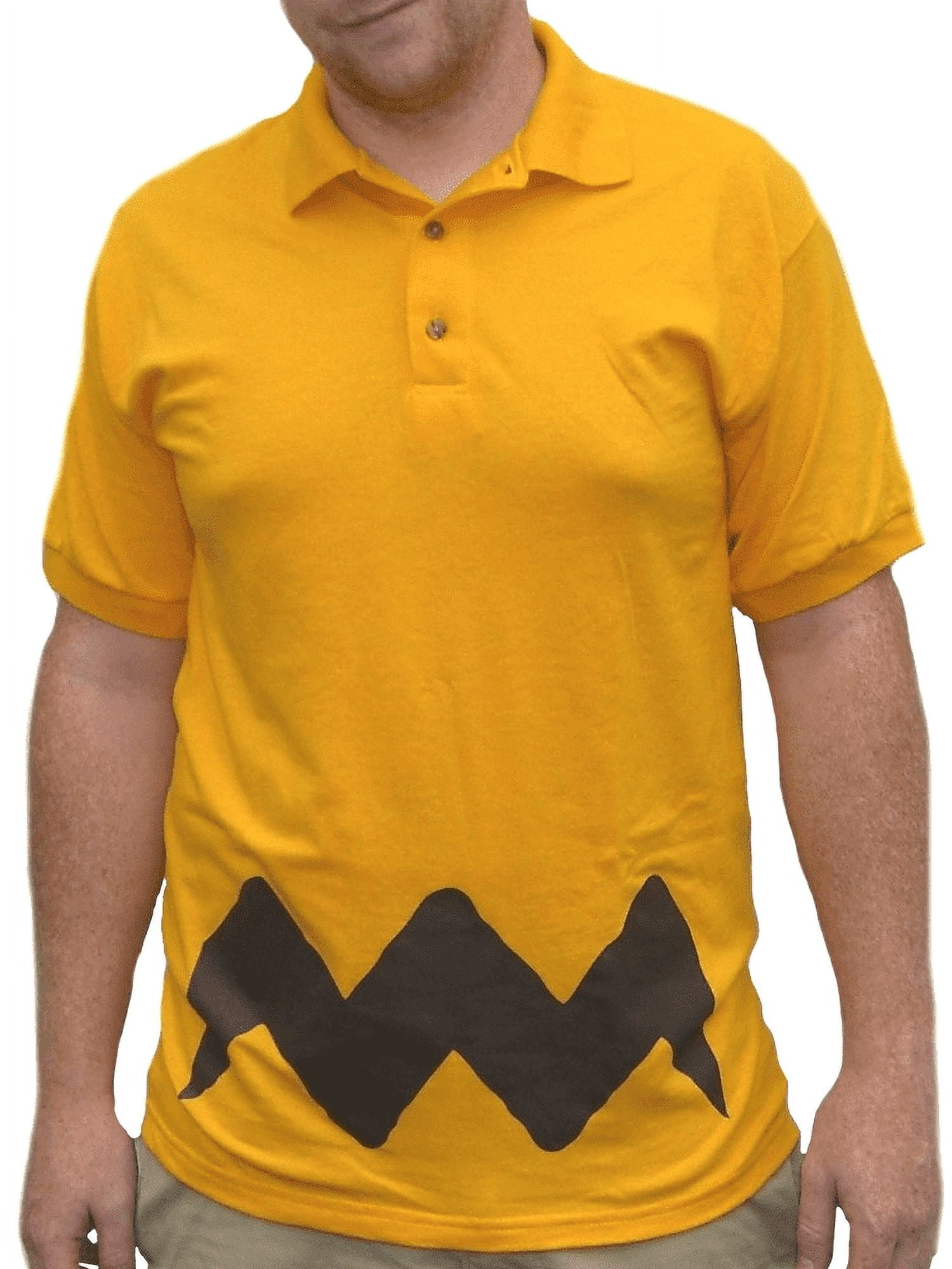 Charlie Brown Polo T-Shirt Peanuts Zig Zag Collar Costume Adult Mens ...