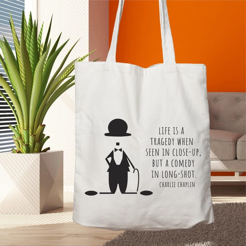 Charlie Chaplin Tote, Comedy Tragedy, Friendly, Party Gifts, Natural ...