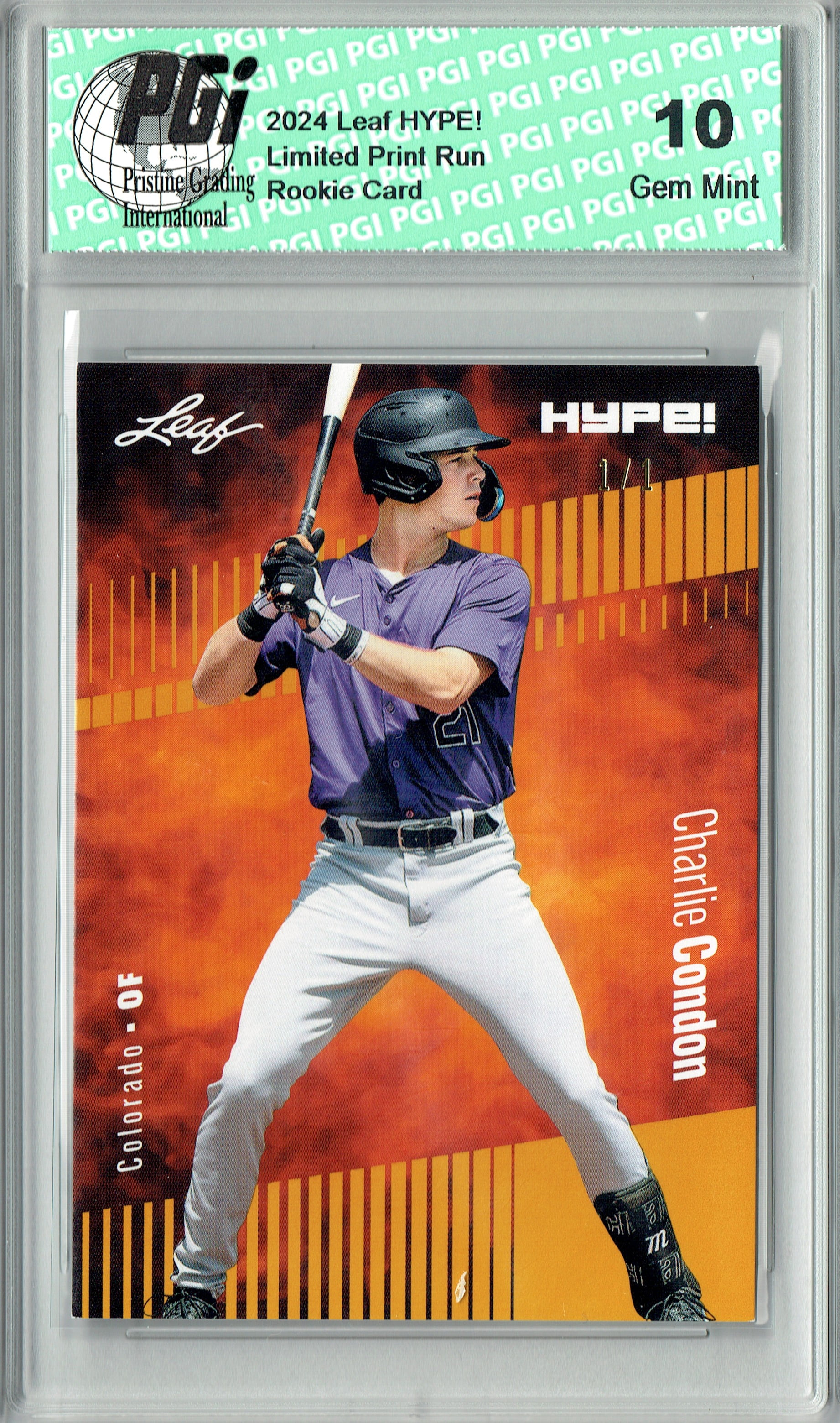 Charlie Condon 2024 Leaf HYPE! #140 Gold Blank Back 1/1 Rookie Card PGI ...