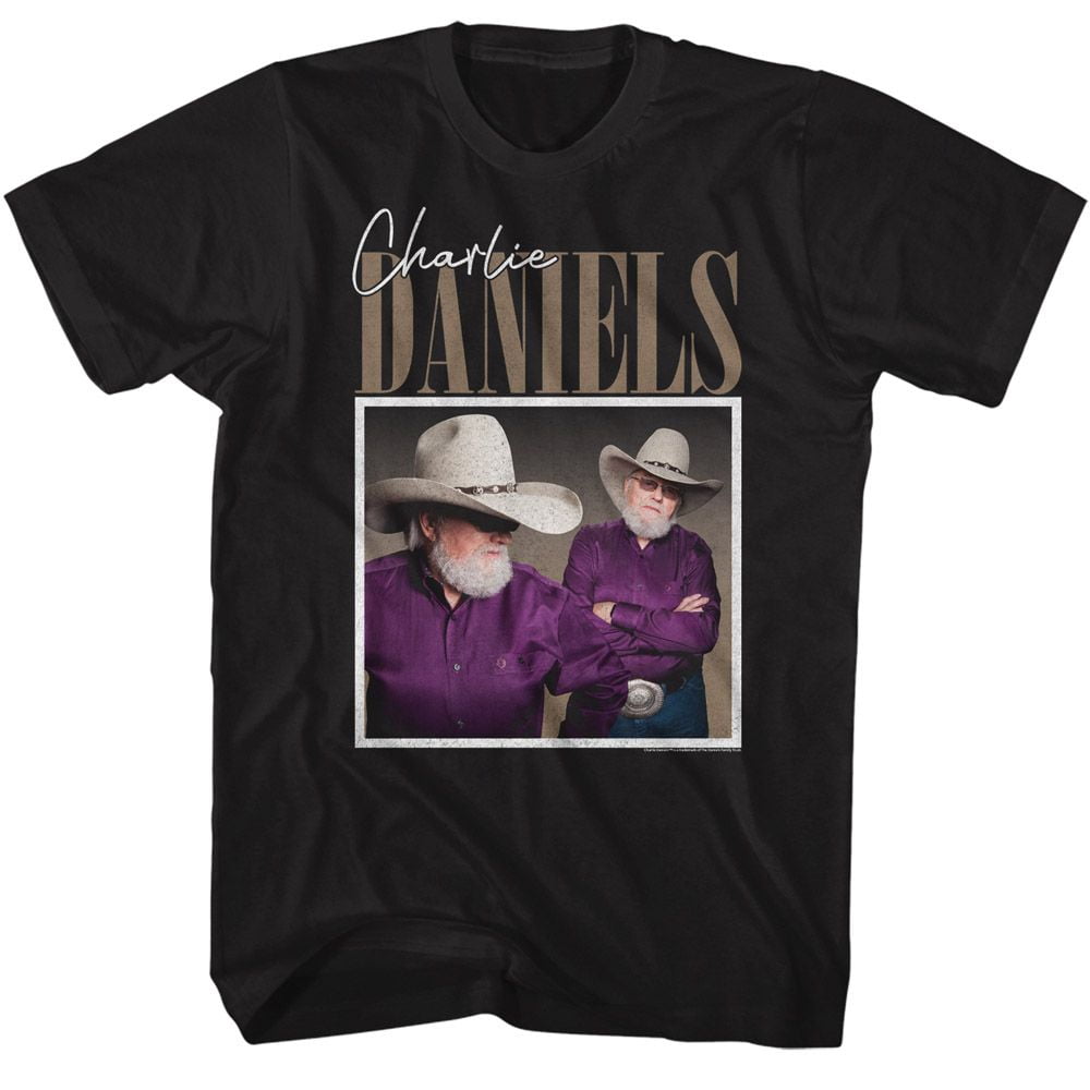 Charlie Daniels Band Two Photos Of Charlie Black Adult T-Shirt 4Xt ...