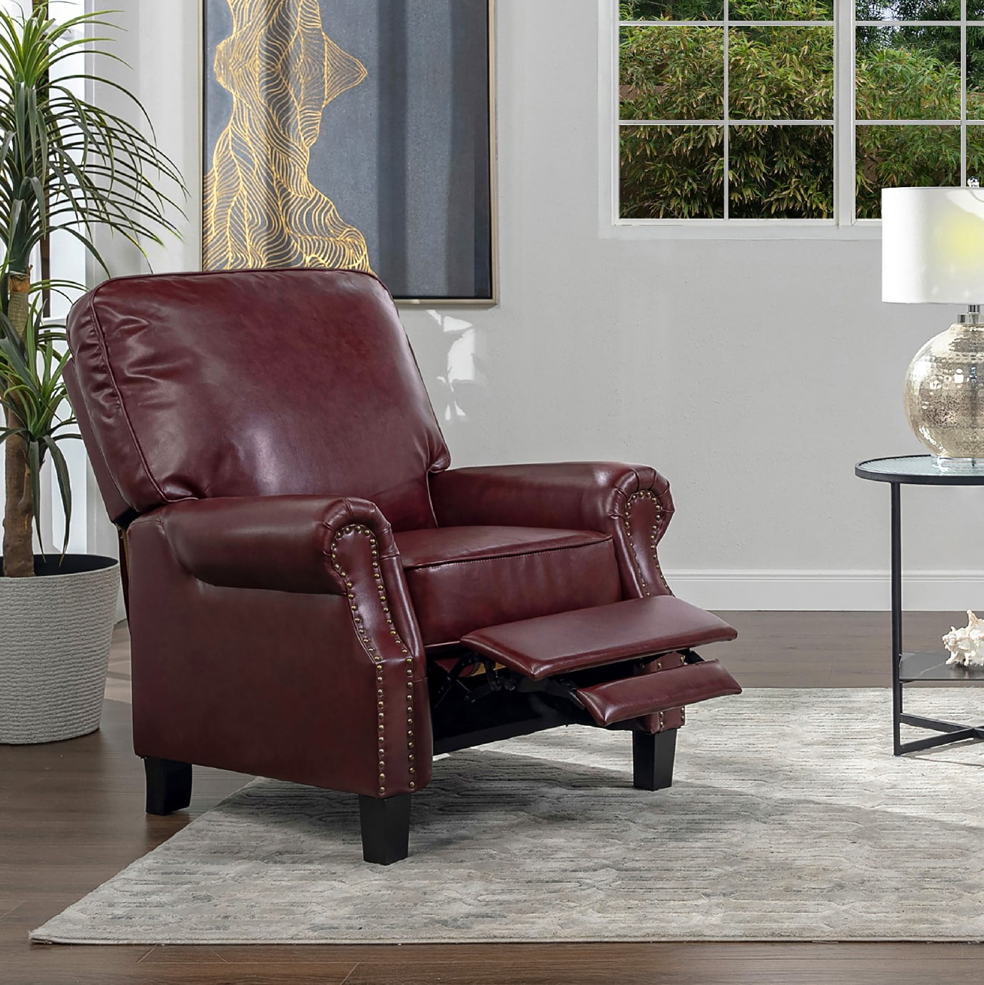 Charlie Design Auden 34" Manual Recliner Accent Chair, Heritage Red ...