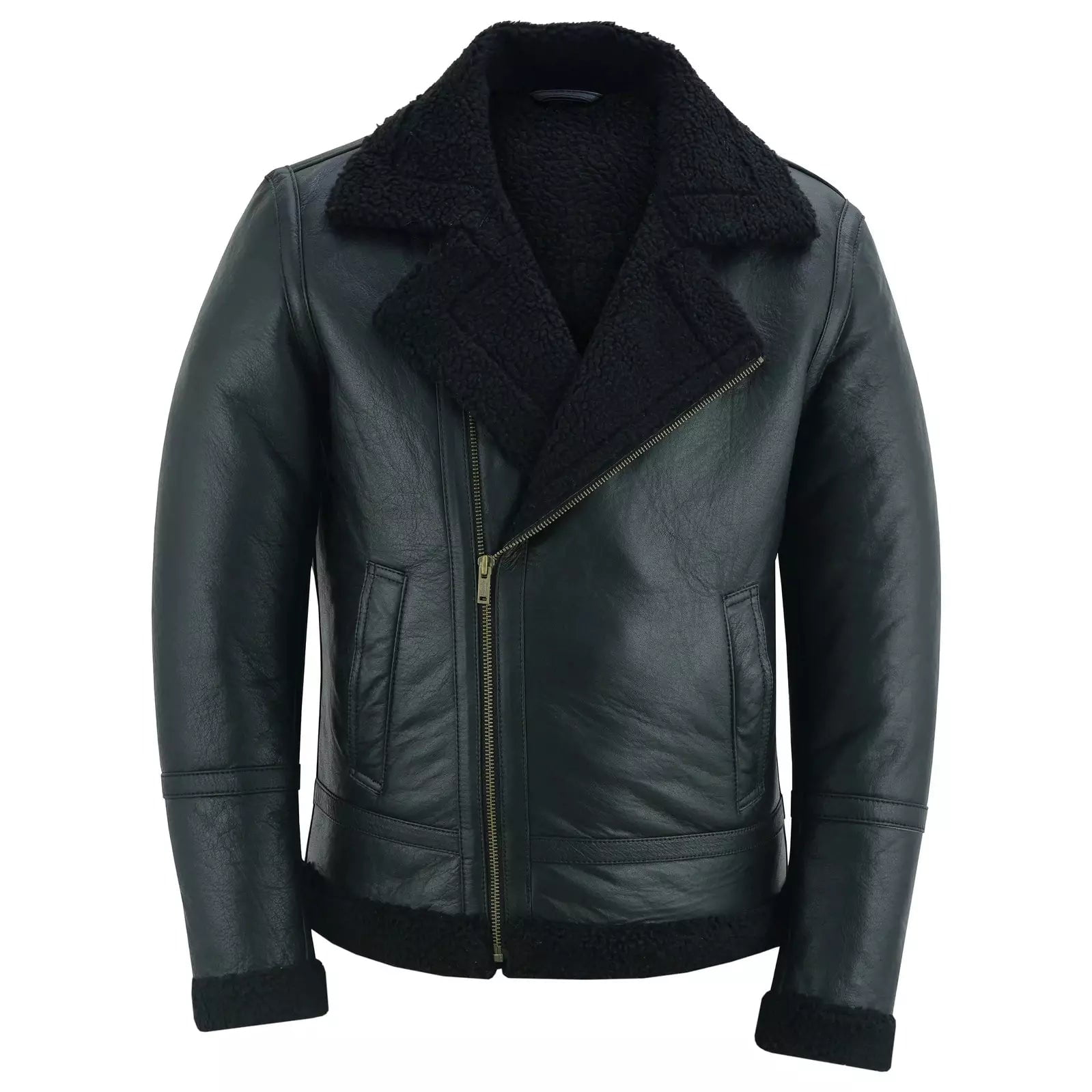 Charlie LONDON Aviator Sheepskin Leather Jacket Mens -Faux Fur Coats ...