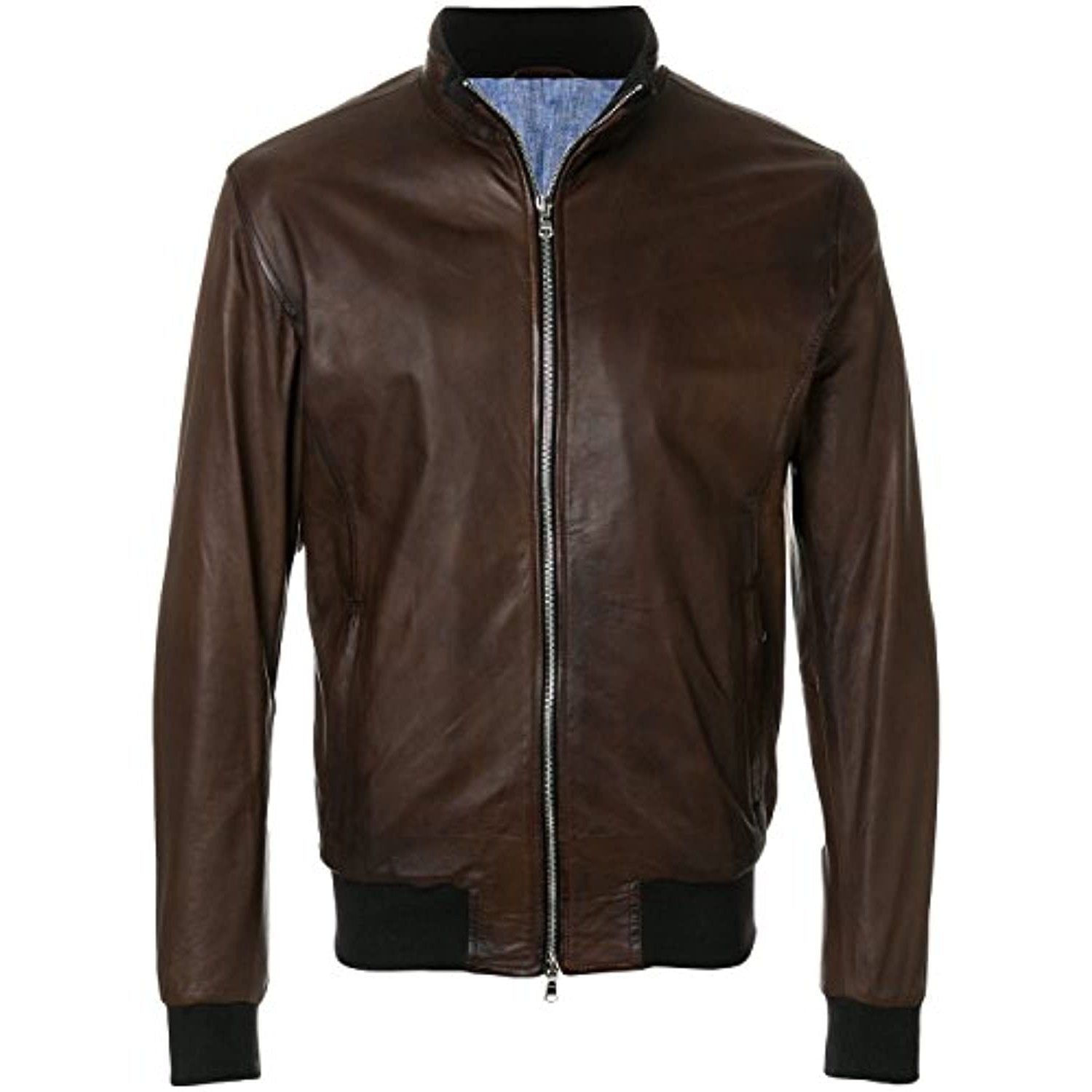 Charlie London Men's Bomber Zipped Smart Leather Jacket, Long Sleeve ...