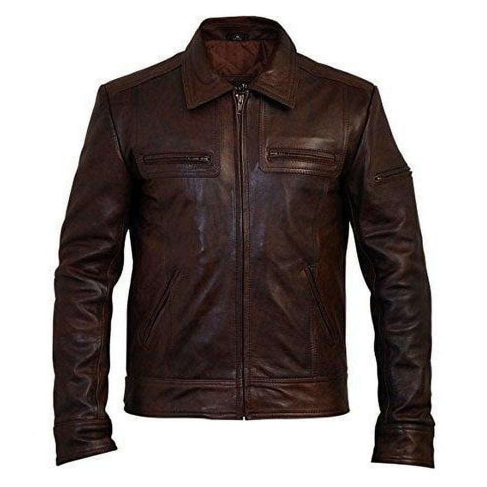 Charlie London Men's Lynch Vintage Brown Leather Jacket, Long Sleeve ...