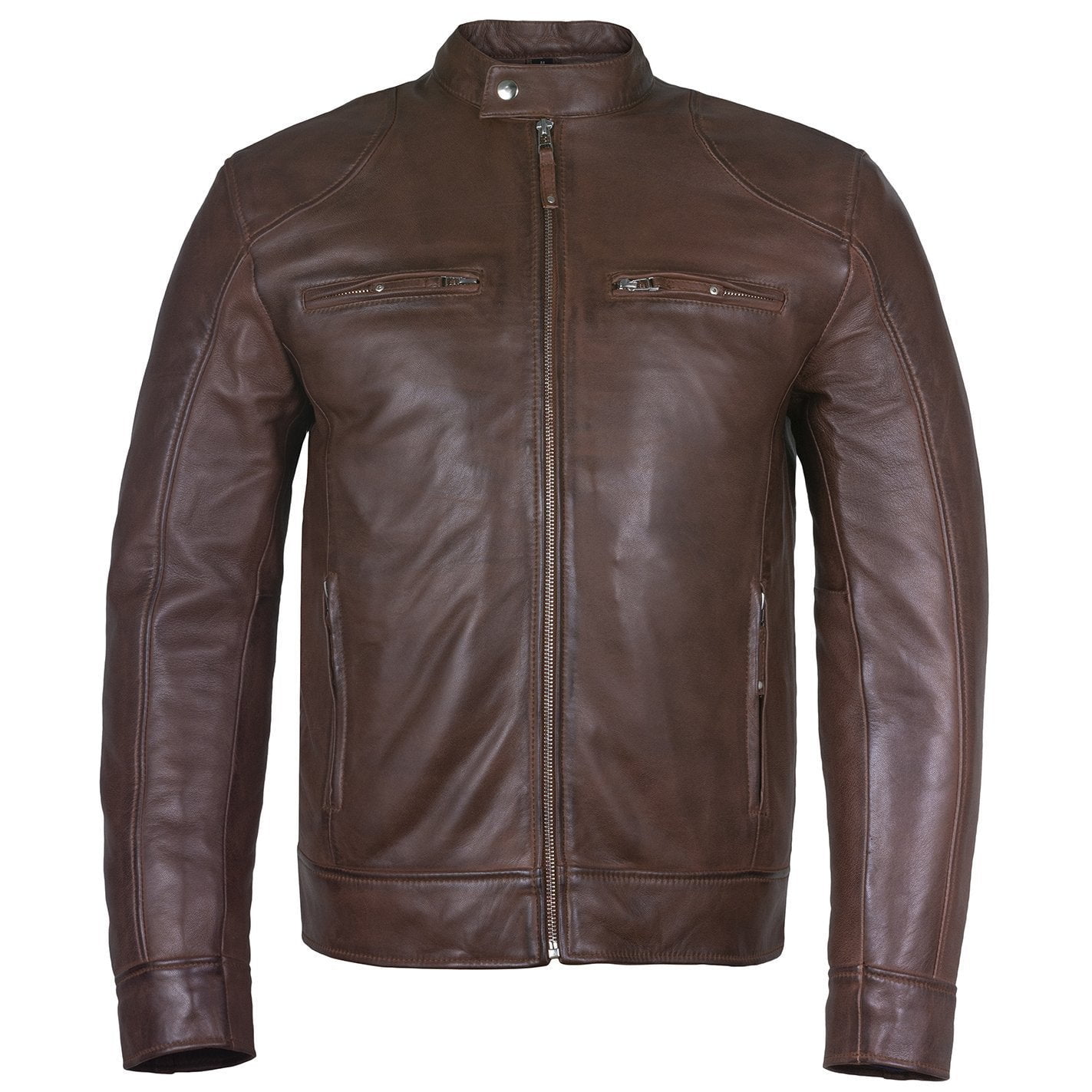 Charlie London Men's Slim Fit Sword Cafe Racer Brown Soft Leather ...