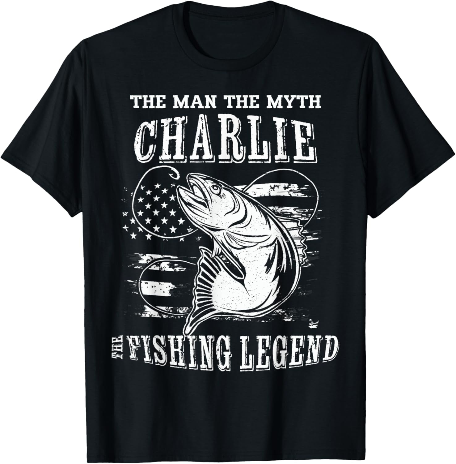 Charlie Man Myth Fishing Legend Personalized Name T-Shirt - Walmart.com