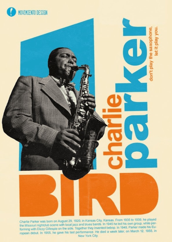 Charlie Parker Jazz Poster 24x36 - Bebop Legend, Iconic Portrait, Rare ...