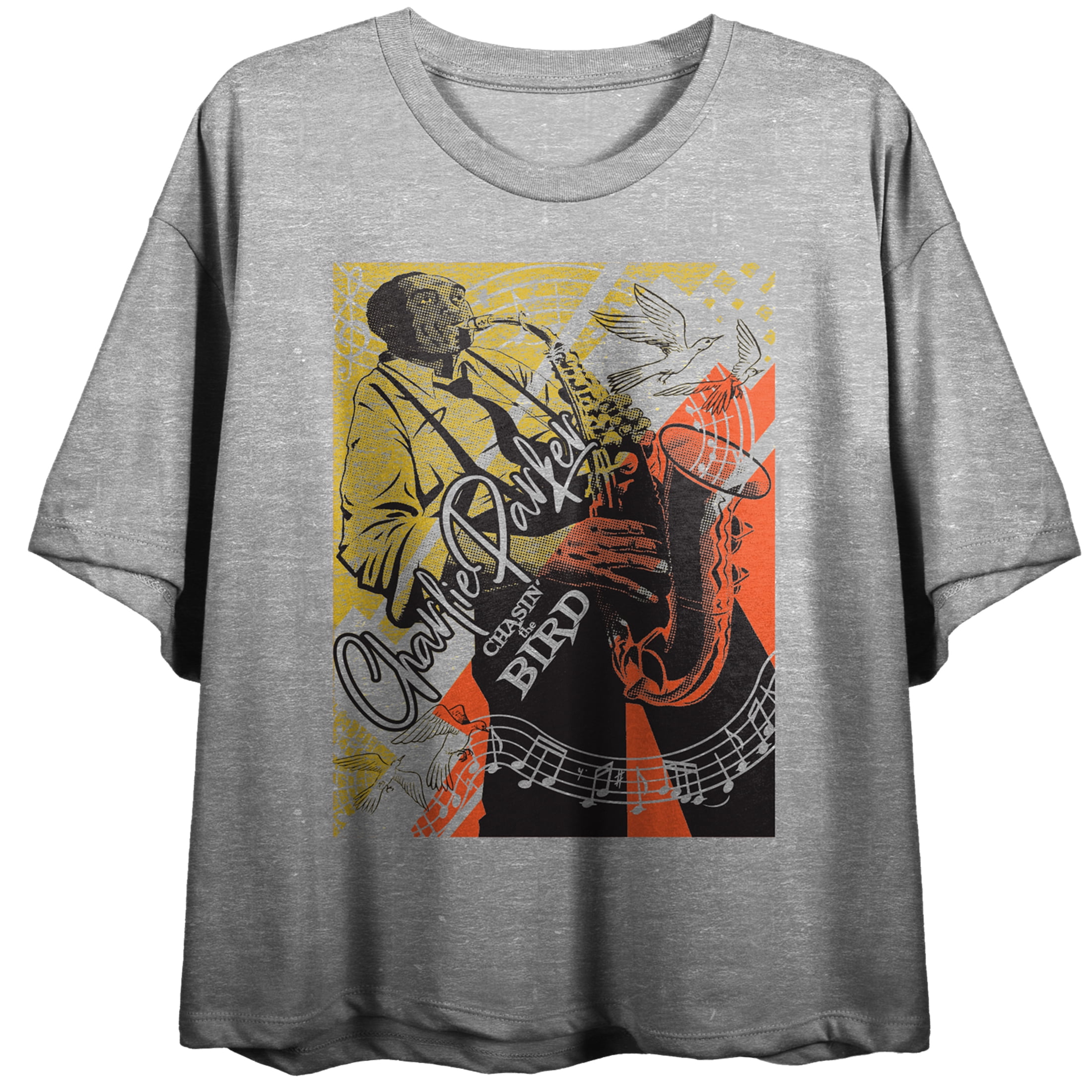 Charlie Parker Music Notes Poster Art Crew Neck Short Sleeve Gray ...