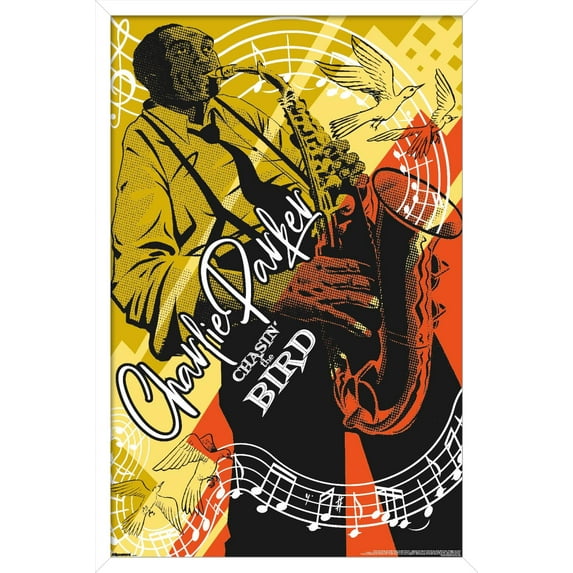 Charlie Parker - Music Notes Wall Poster, 22.375" x 34" Framed ...