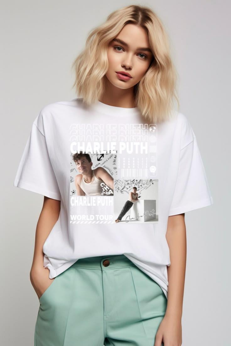 Charlie Puth Music Y2k Merch T-Shirt, for men & women, up to size 5XL ...