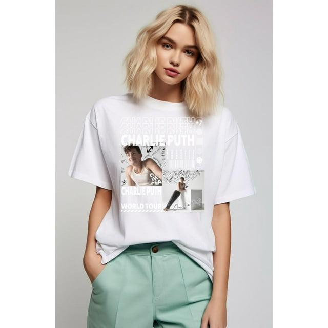 Charlie Puth T-Shirt, Music Artist Y2K Black Merch, for men & women, up ...