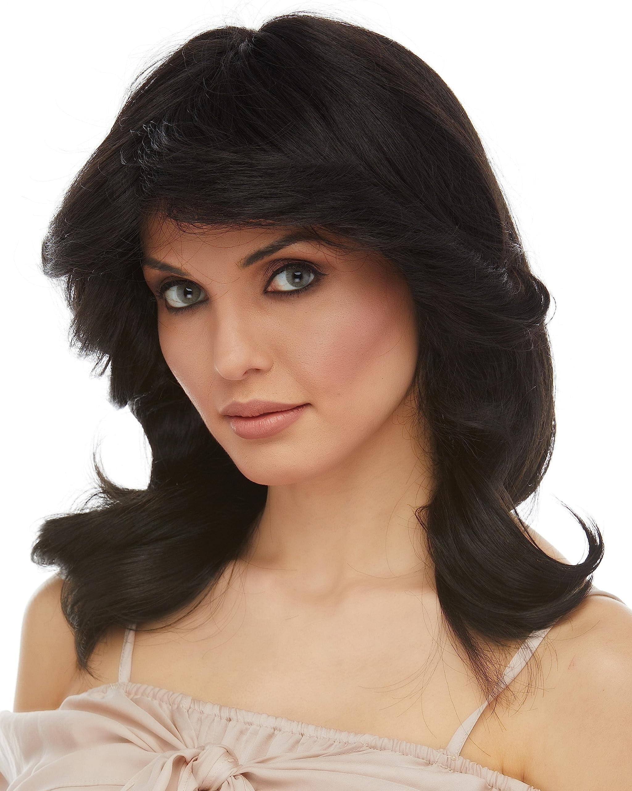 Charlie's Angels 70s Wig Color Black - Sepia Costume Wigs Farrah Long ...
