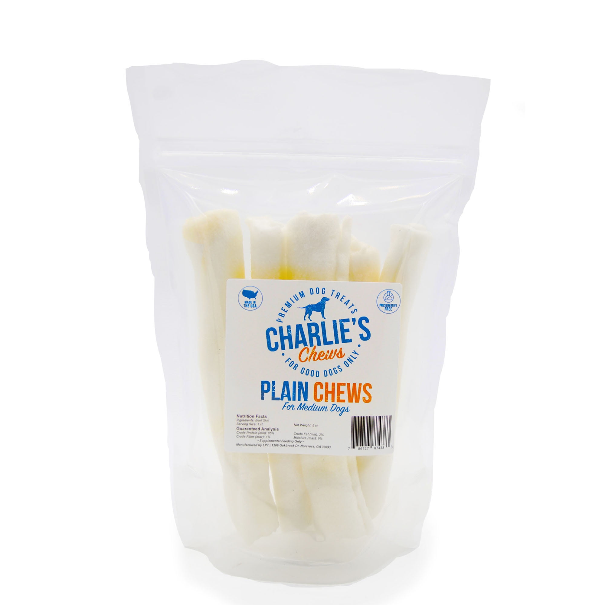 Charlie’s Chews - Plain Rawhide Dog Chews, Natural Dog Treats for ...