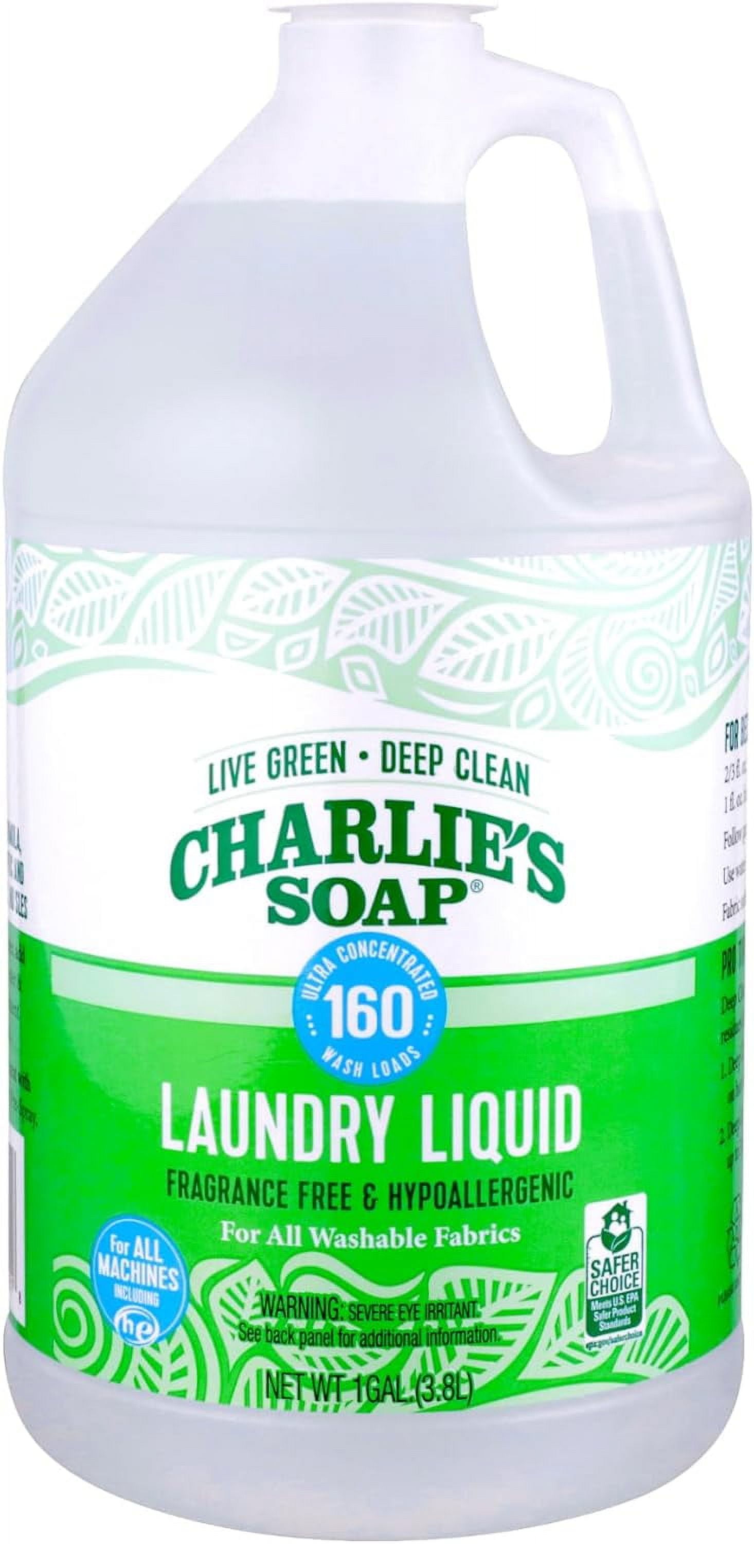 Charlie’S Soap – Fragrance-Free Laundry Liquid Detergent – 160 Loads ...