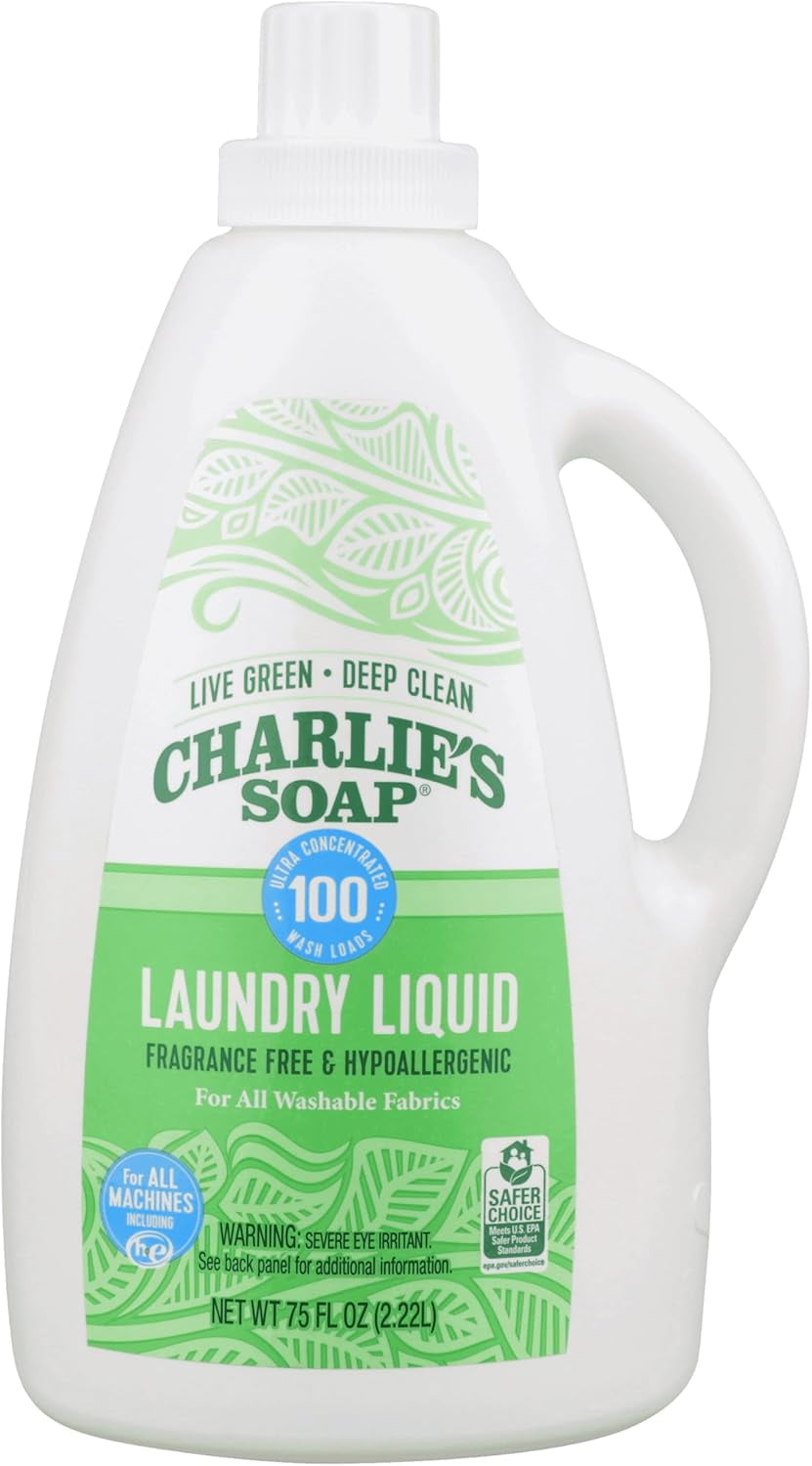 Charlie’s Soap Laundry Liquid (100 Loads, 1 Pack) Baby Gentle 75.0 Fl ...