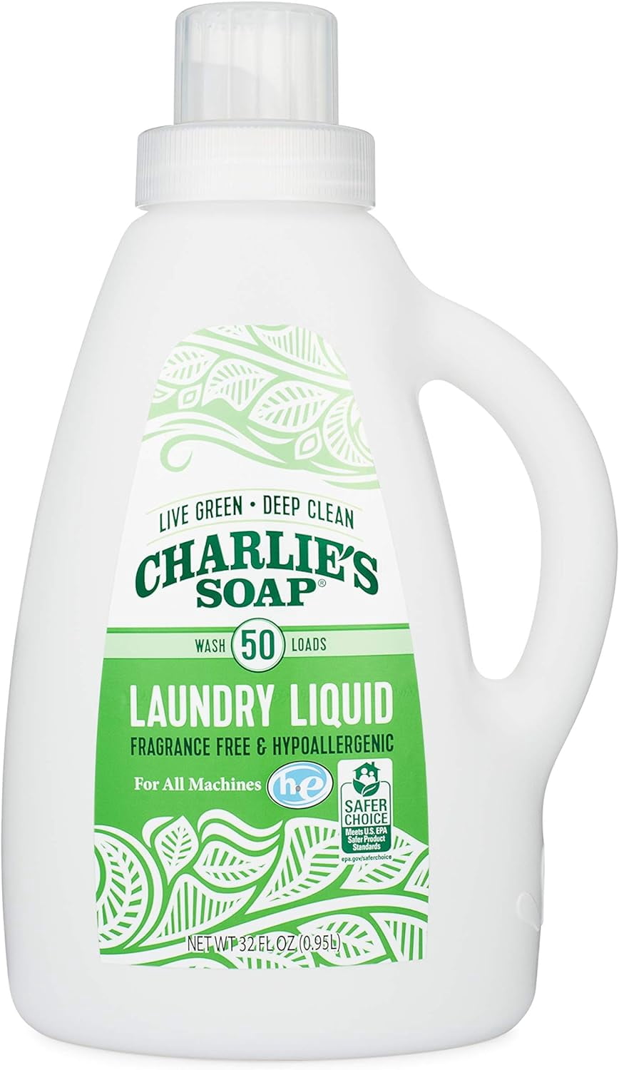 Charlie’s Soap Laundry Liquid (50 Loads, 1 Pack) Natural Deep Cleaning ...