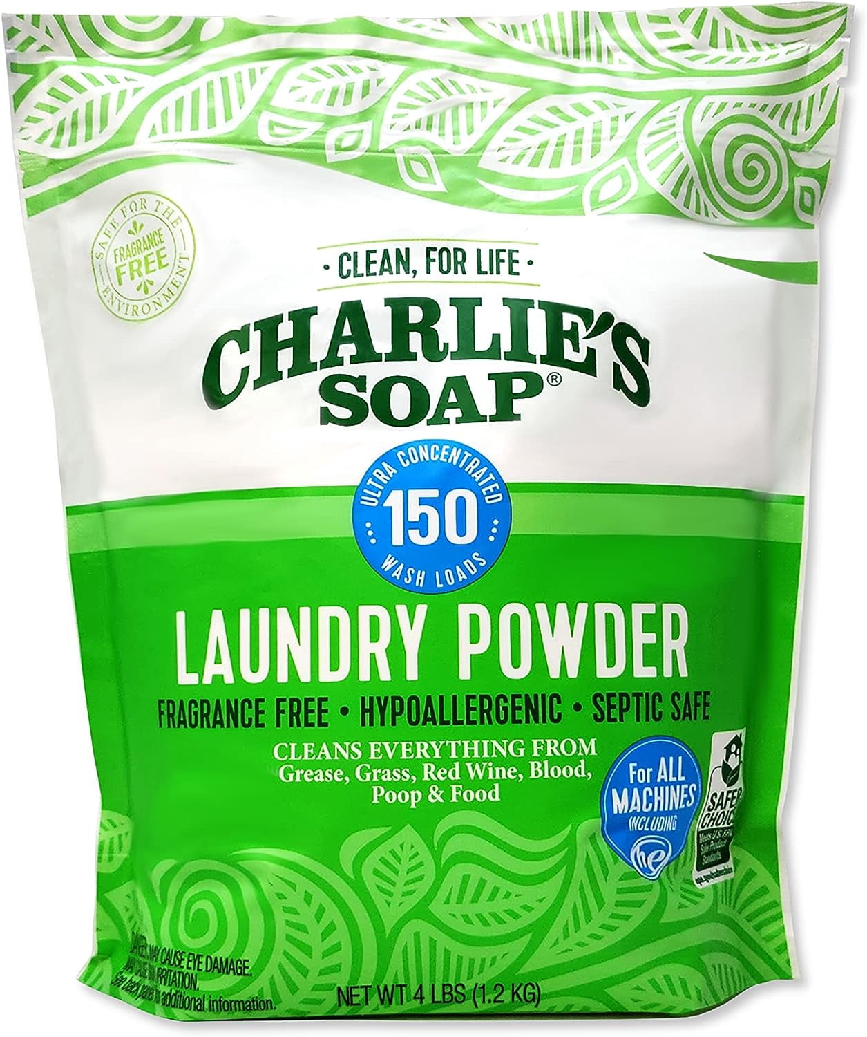 Charlie’s Soap Laundry Powder New (150 Loads, 1 Pack) Fragrance Free ...
