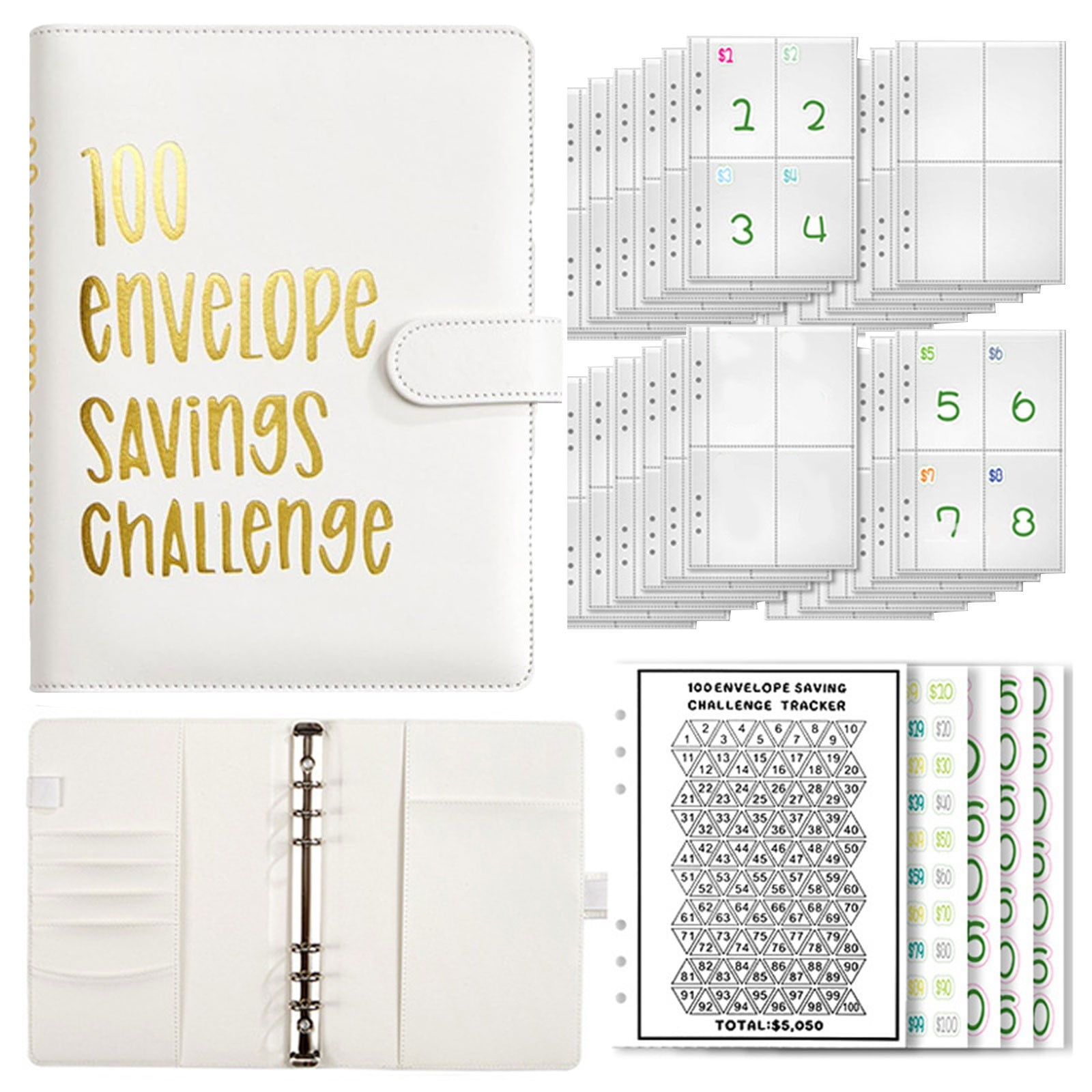 Charlodey Clearance 100 Envelope Challenge Saving Challenge Book Easy ...