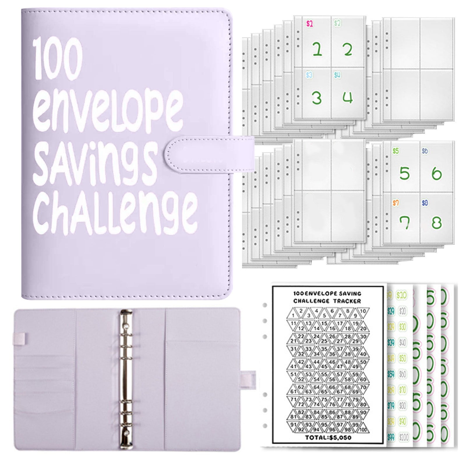 Charlodey Clearance 100 Envelope Challenge Saving Challenge Book Easy ...