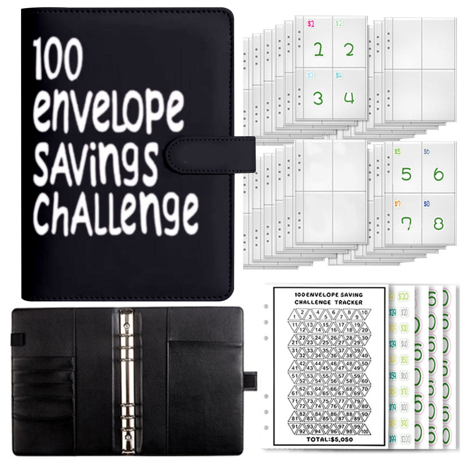 Charlodey Clearance 100 Envelope Challenge Saving Challenge Book Easy ...
