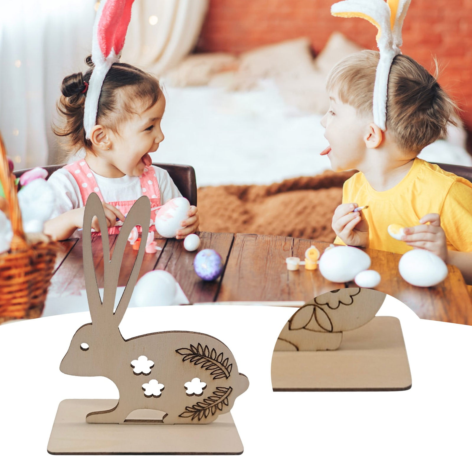 Charlodey Easter Wooden Bunny Cutouts Unfinished Wooden Bunny Cutout ...