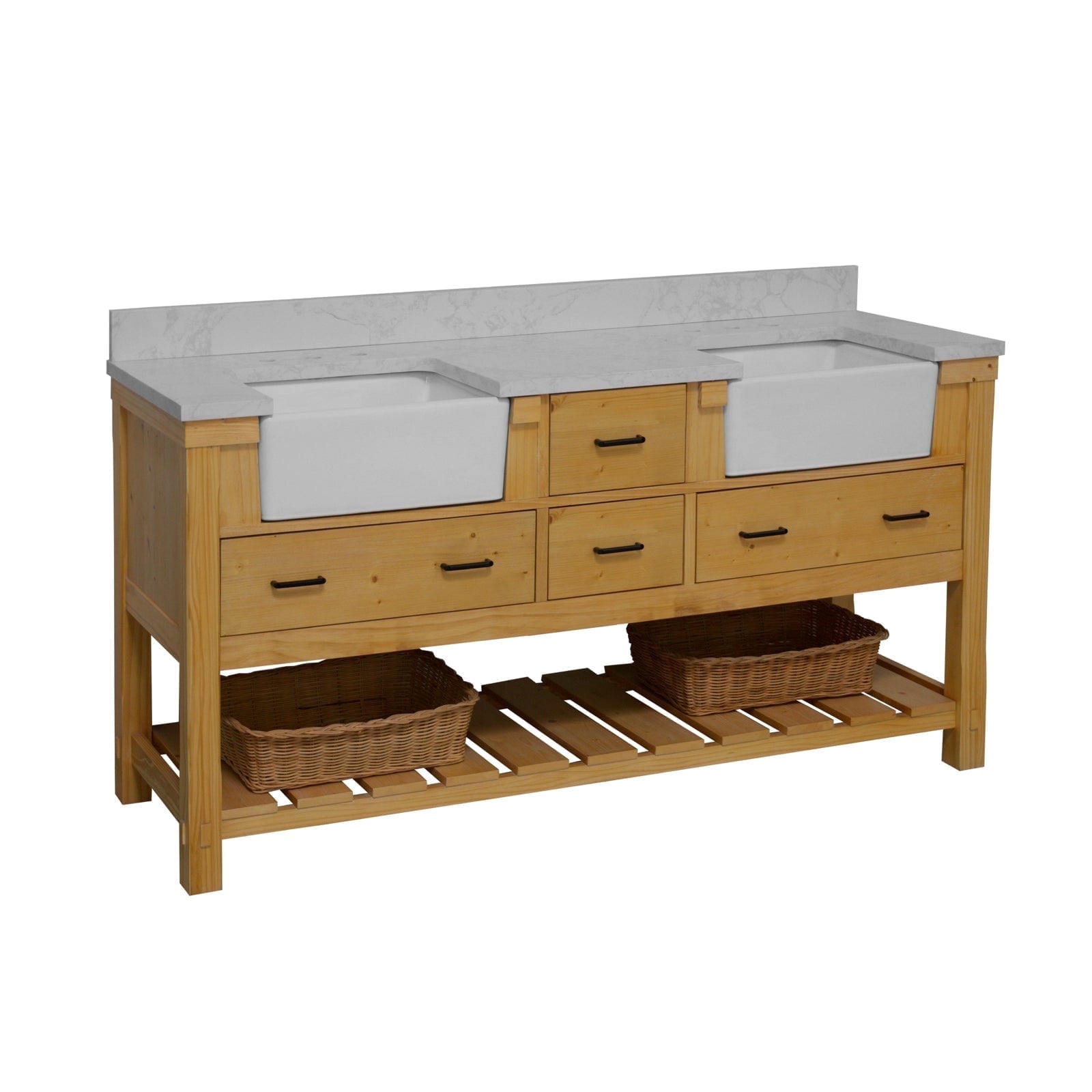 Charlotte 72" Farmhouse Bathroom Vanity with Driftwood Cabinet and ...
