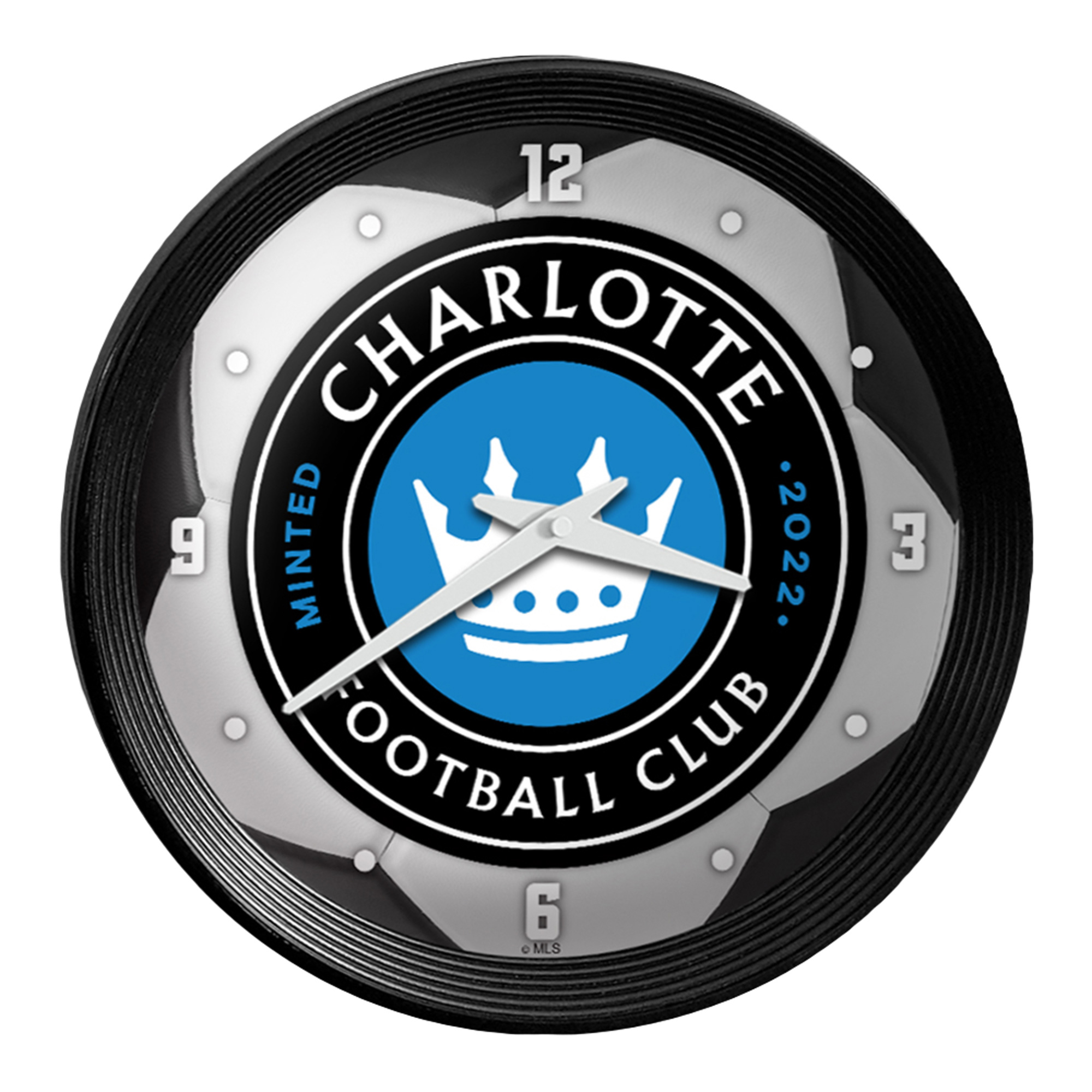 Charlotte FC 15" Ribbed Frame Soccer Ball Wall Clock - Walmart.com