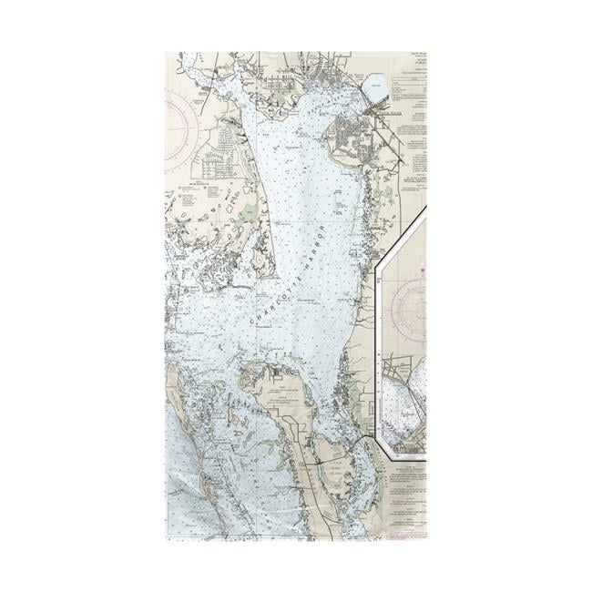 Charlotte Harbor, FL Nautical Map Beach Towel - Walmart.com
